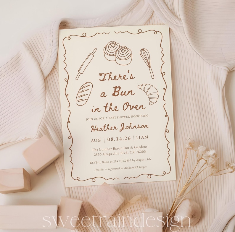 Bun in the Oven Baby Shower Invitation, Canva Template, Little Bun Baby ...