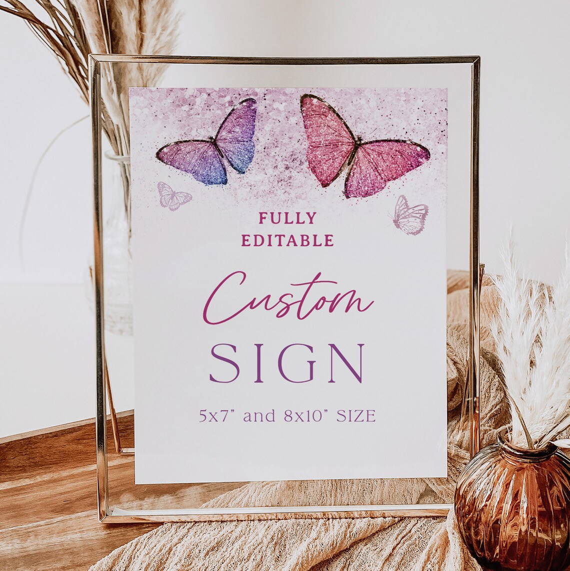 Butterfly Theme Editable Sign 8x10 Butterfly Birthday - Etsy