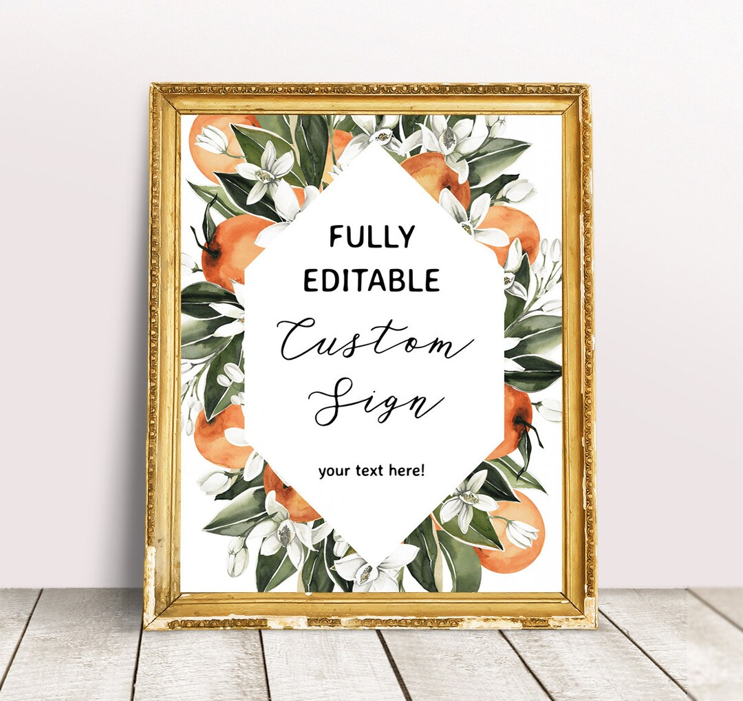 Little Cutie Editable Sign 8x10, Citrus Printable, Cutie Theme Custom ...