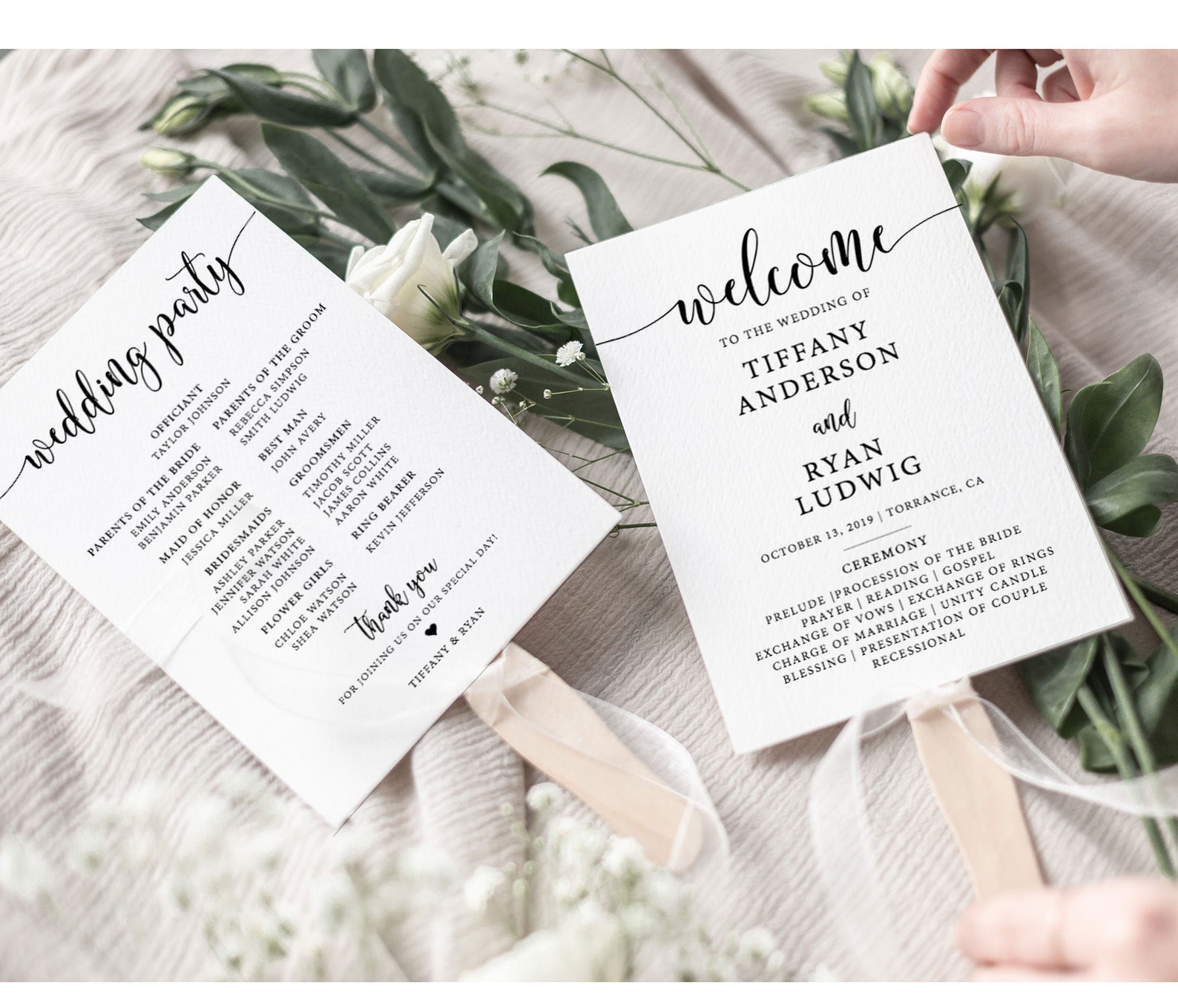 Wedding Program Fan Template Wedding Fans Wedding Ceremony - Etsy