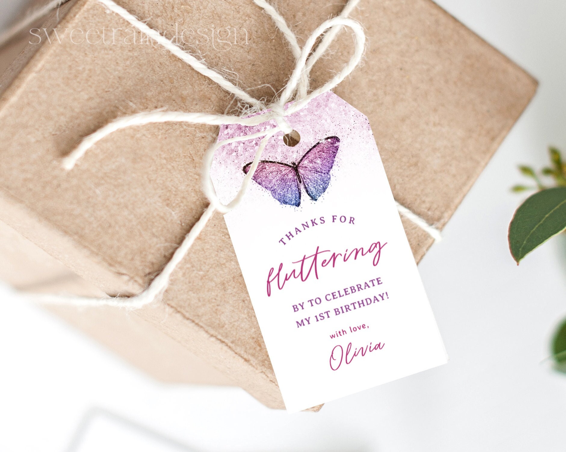 Butterfly Birthday Thank You Tags Template Thanks for - Etsy