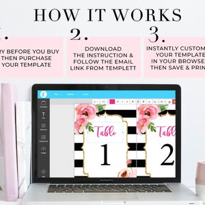 Floral Table Number Template, DIY Table Numbers, Kate Party Table ...