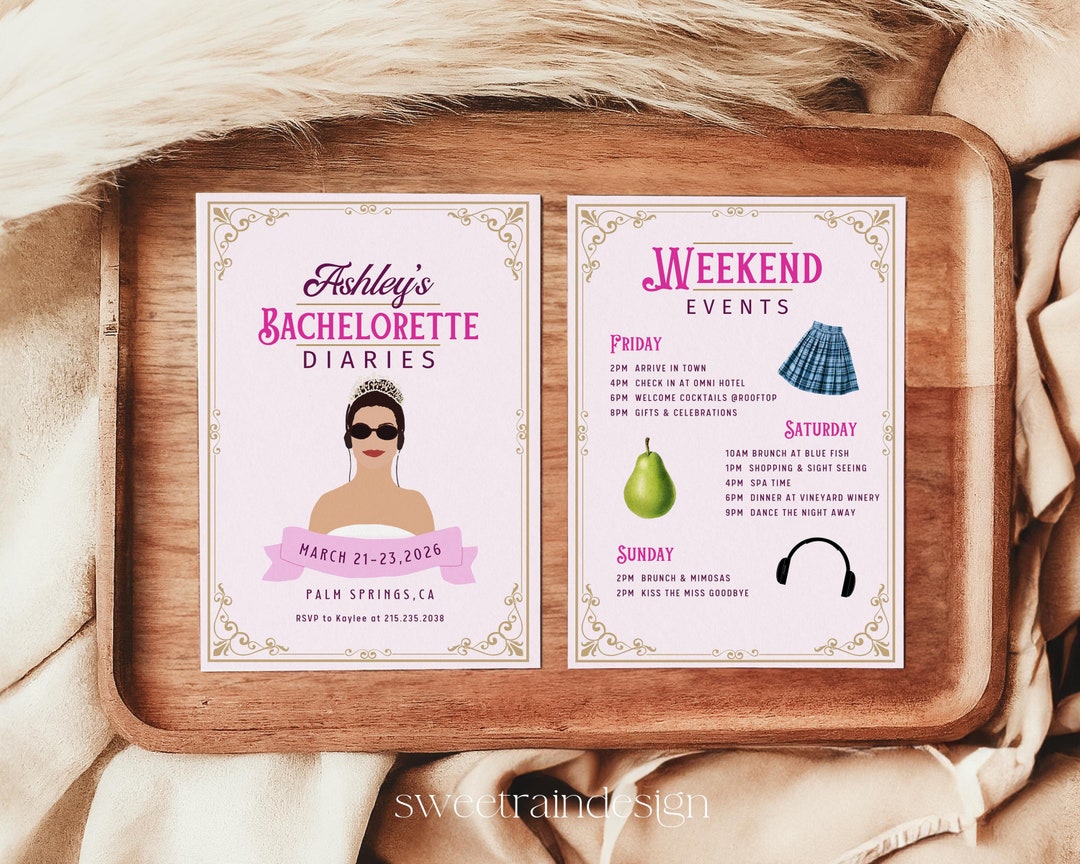 Pink Princess Bachelorette Party Itinerary Template, Princess of ...