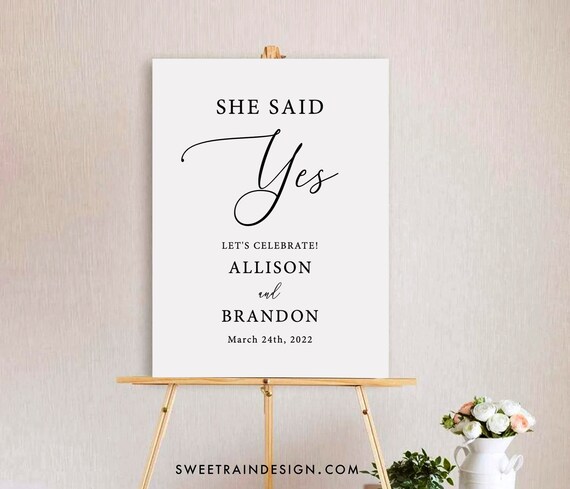 She Said Yes Engagement Party Sign Template Printable Engaged Sign ...