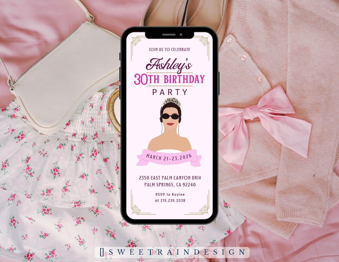 Princess Birthday Party E-vite Template, Princess of Genovia Birthday ...