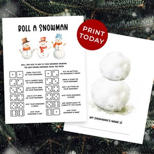 Roll a Snowman Game Printable, Instant Download, Fun Family Christmas ...