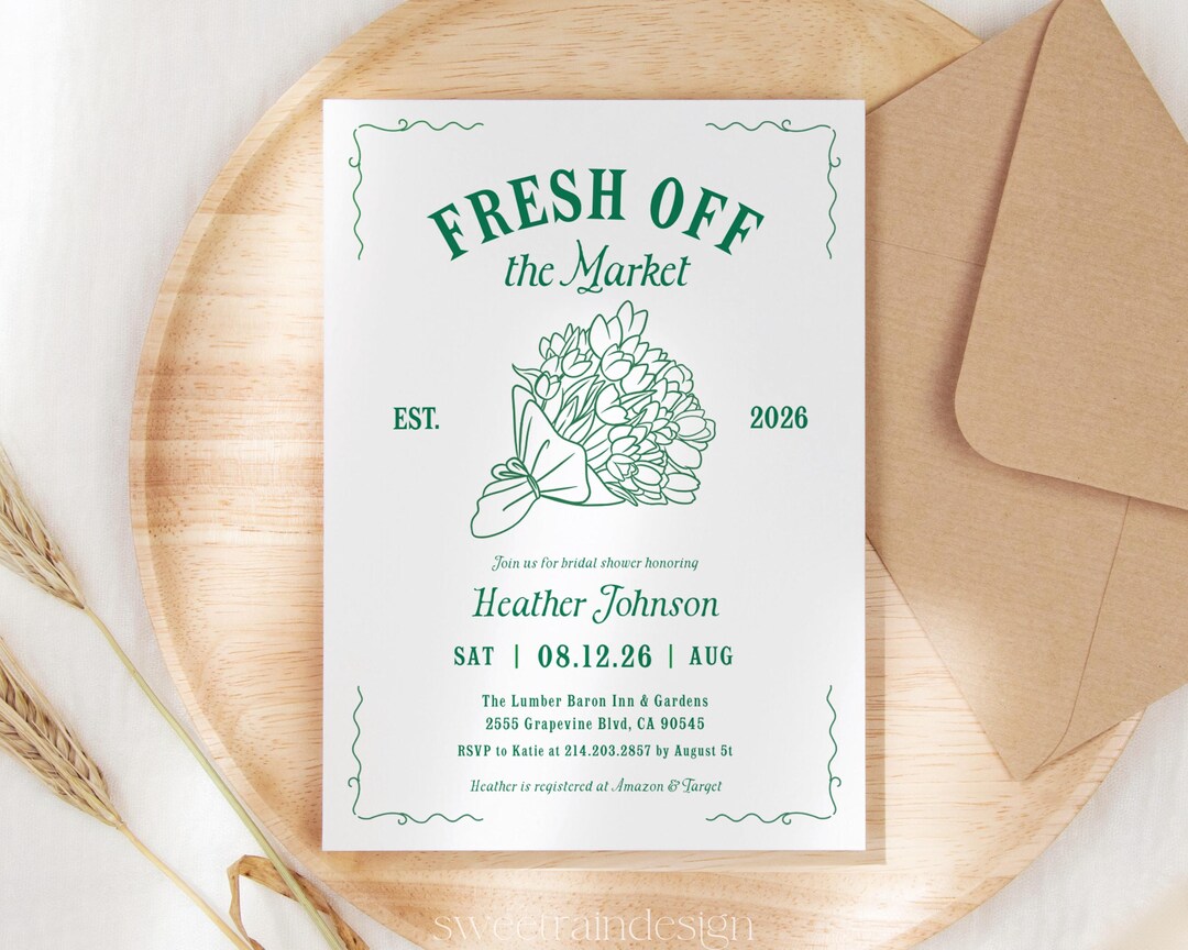 Fresh off the Market Bridal Shower Invitation Template, Printable ...