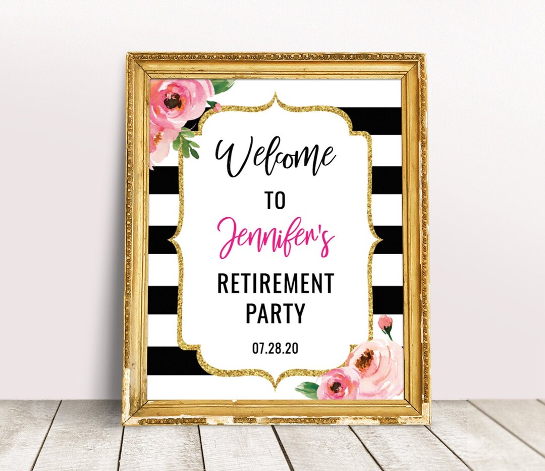 Retirement Party Welcome Sign Template, Floral Retirement Party Sign ...