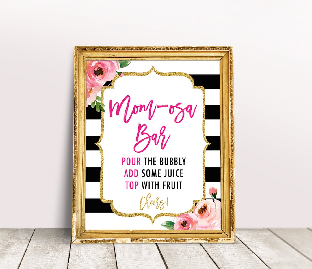 Momosa Bar Sign, Kate Baby Shower Mimosa Bar Printable, Spade Shower ...