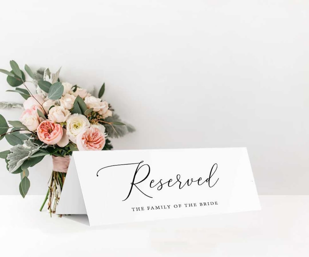 Wedding Reserved Sign Template, Reserved Row Sign, Printable Reserved ...