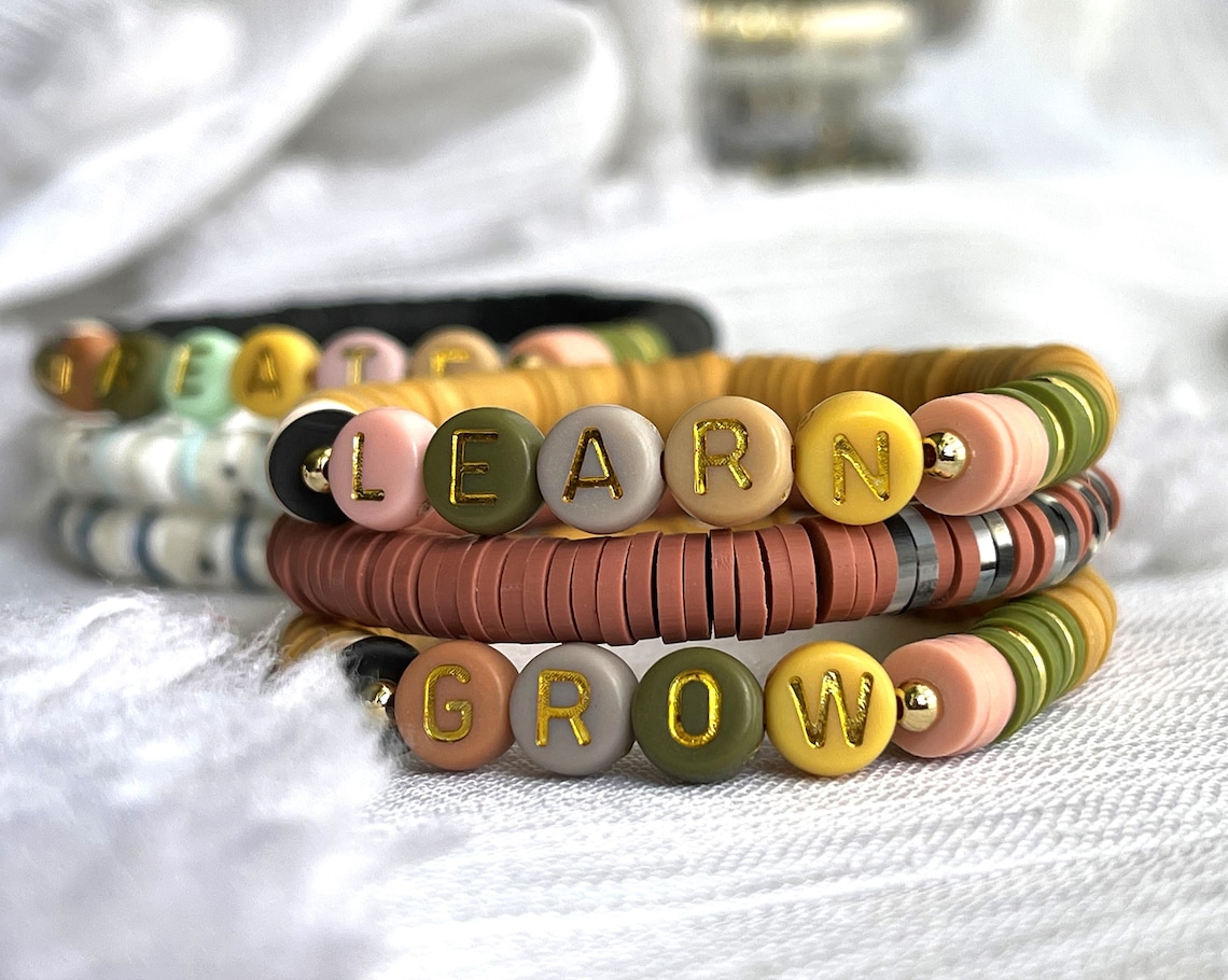 Teacher & Student Bracelet Stack | School | Personalized | Word | Name ...