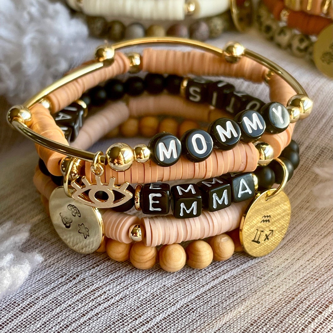 Custom Set of 5 Bracelets | Choose Your Colors | Personalized | Word ...