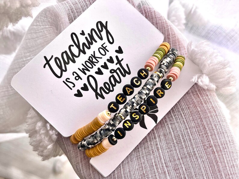 Teacher & Student Bracelet Stack School Personalized - Etsy
