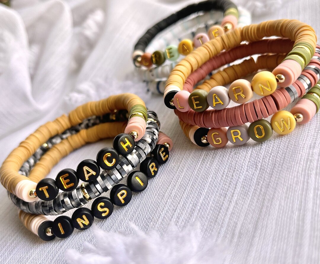 Teacher & Student Bracelet Stack | School | Personalized | Word | Name ...