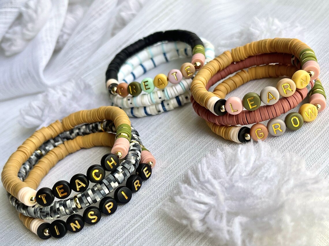Teacher & Student Bracelet Stack School Personalized - Etsy