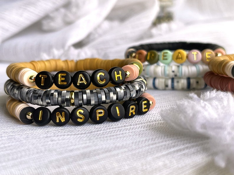 Teacher & Student Bracelet Stack School Personalized - Etsy