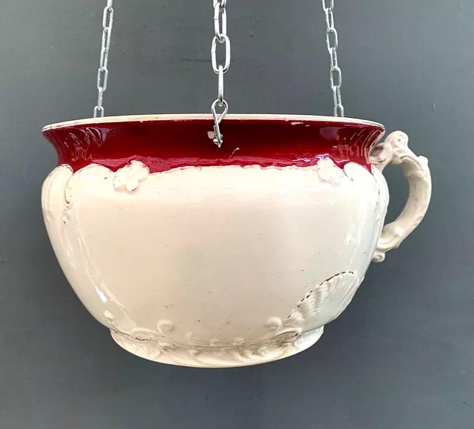 Victorian ANTIQUE Chamber Pot Pottery HANGING PLANTER Plant Pot - Etsy