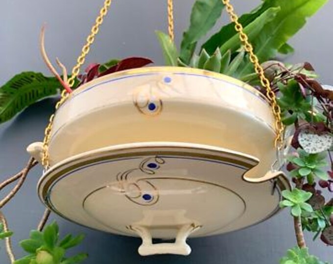 1920s Art Deco Period Empire Pottery HANGING PLANTER Plant POT With ...