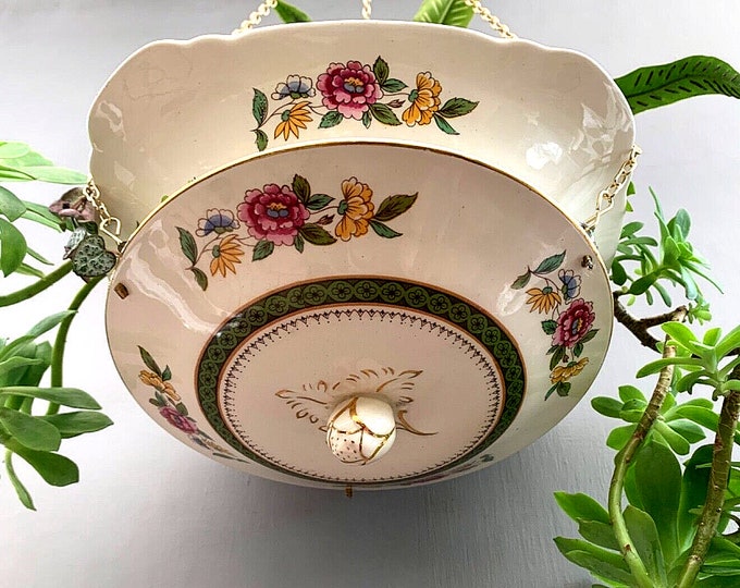 Unique 1950s VINTAGE Royal Cauldon Ludlow HANGING Upcycled Pottery Soup ...