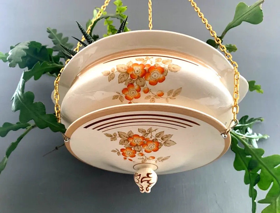 Antique 1920s Art Deco SOLIAN Ware Soho Pottery Ltd Rose-lea HANGING ...