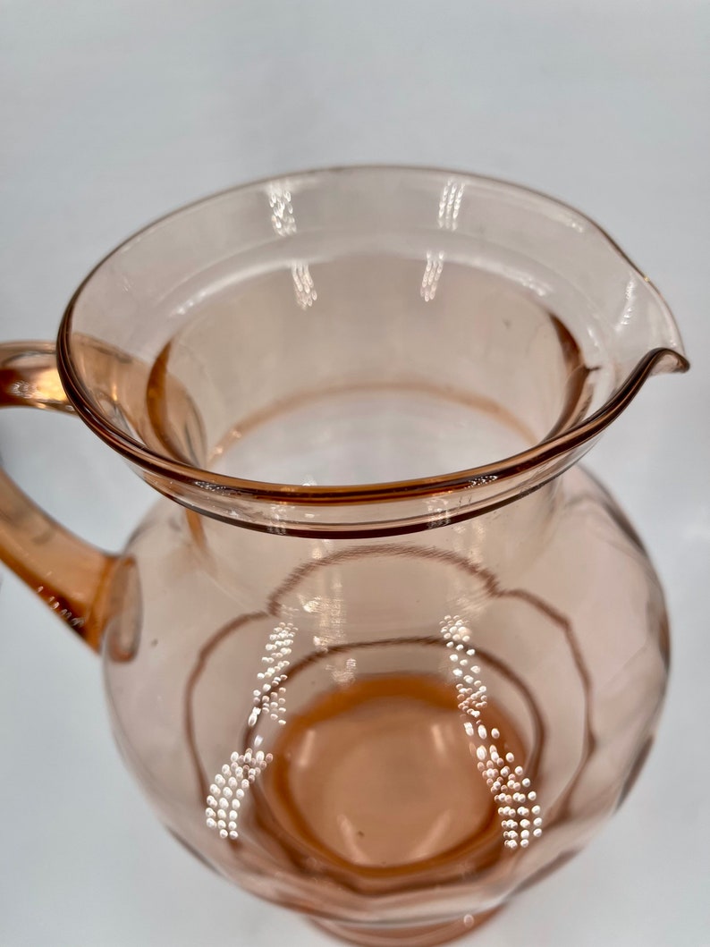 Large Pink Depression Glass Pitcher With Lid Optic 1930s - Etsy