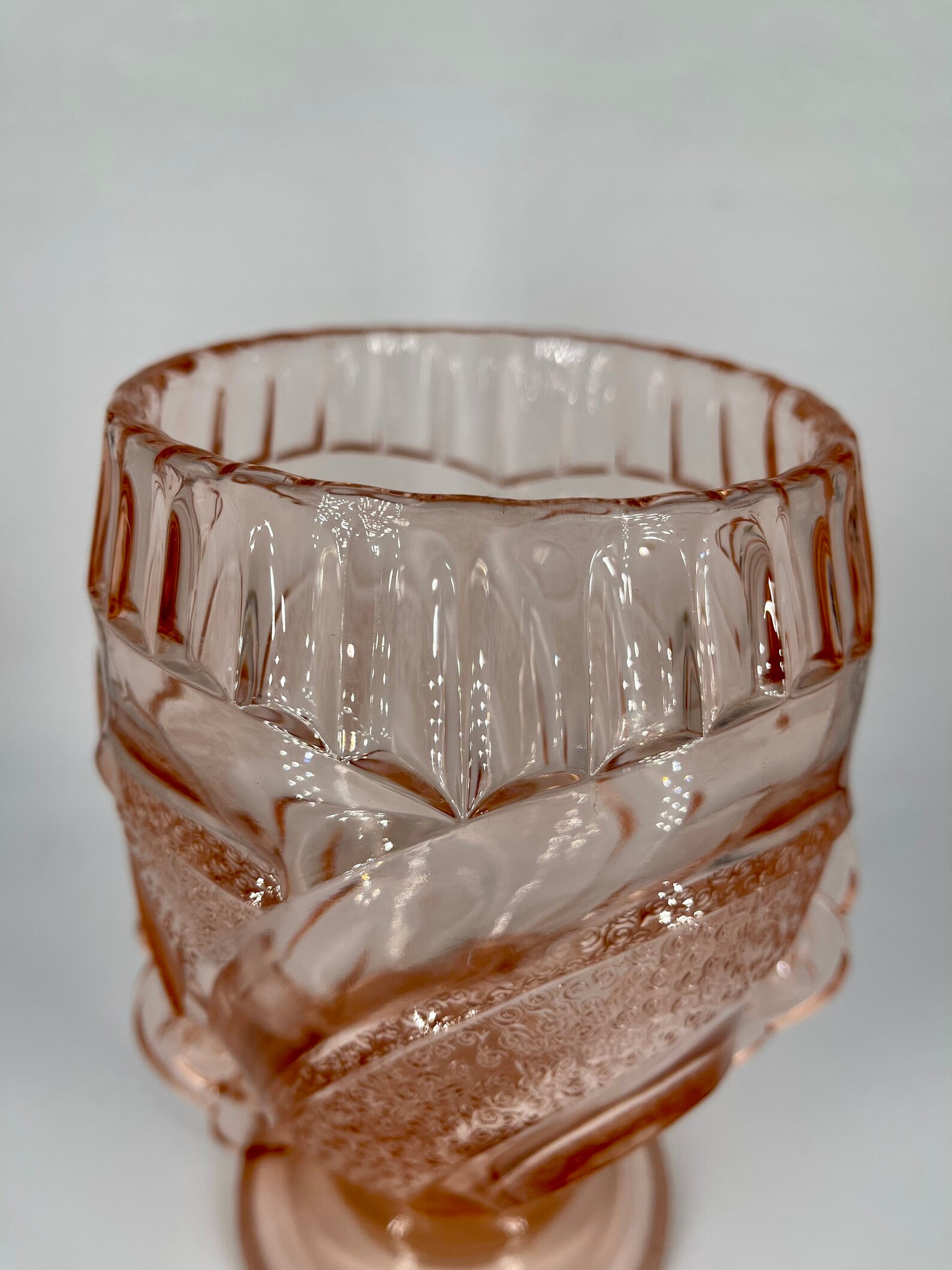 Sowerby Glass Art Deco Vase Pink - Etsy