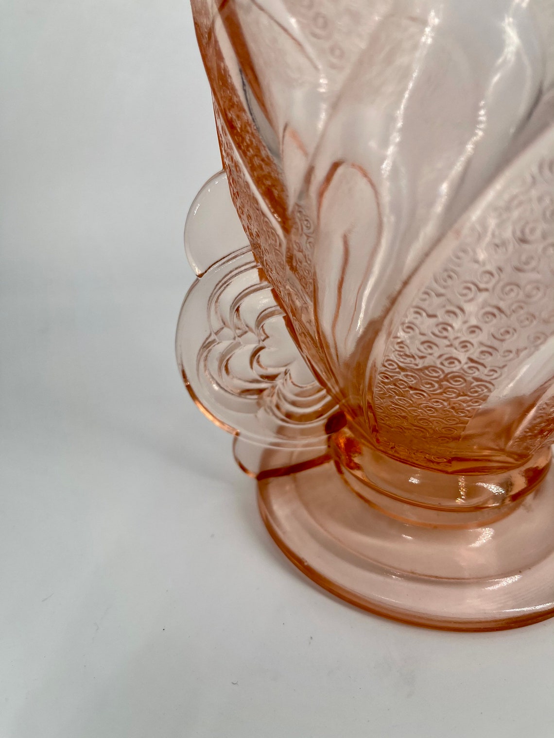 Sowerby Glass Art Deco Vase Pink - Etsy