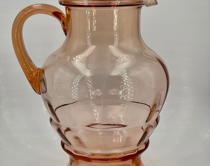 Large Pink Depression Glass Pitcher With Lid Optic 1930’s - Etsy