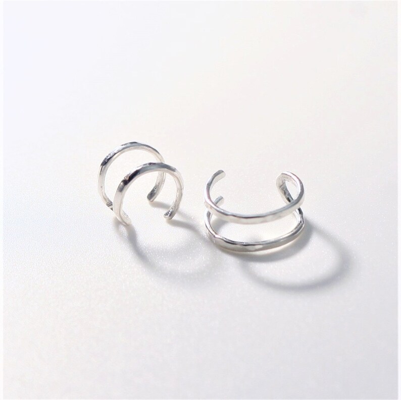 Hammered silver double helix ear cuff Conch earring | Etsy