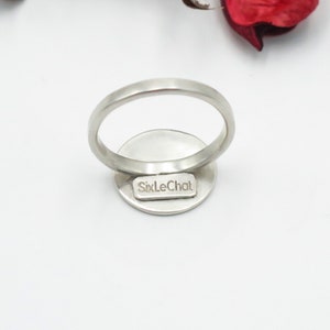 Flat Round Silver Ring, Large Disc Ring. Lozenge Ring, Geometric Ring ...