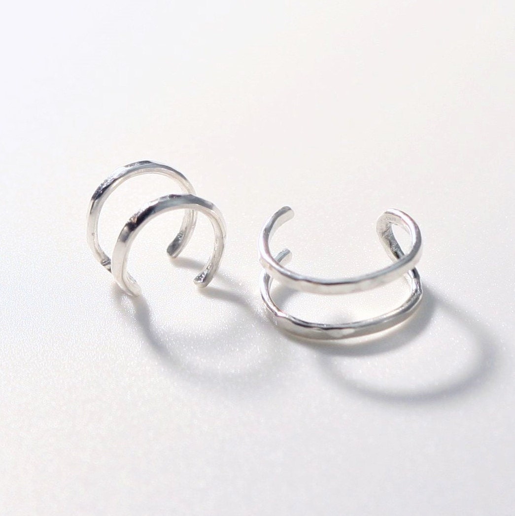 Hammered Silver Double Helix Ear Cuff, Adjustable Conch Ear Wrap ...