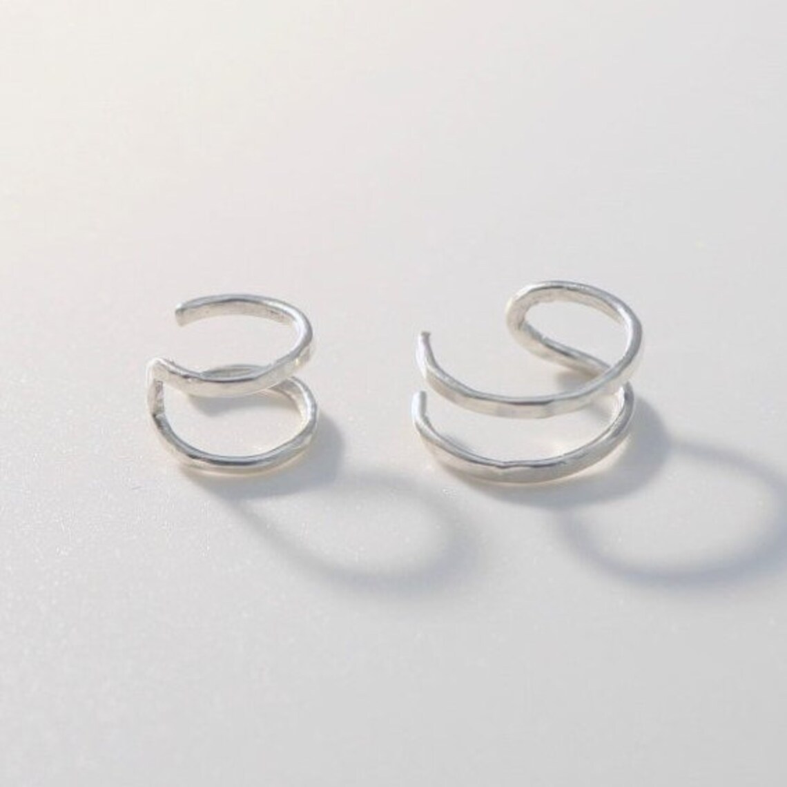 Hammered Silver Double Helix Ear Cuff Conch Earring - Etsy