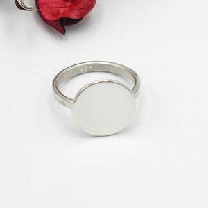 Flat Round Silver Ring, Large Disc Ring. Lozenge Ring, Geometric Ring ...
