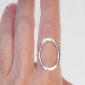 Large Open Oval Hammered Silver Ring, Minimalist Trendy Ring ...