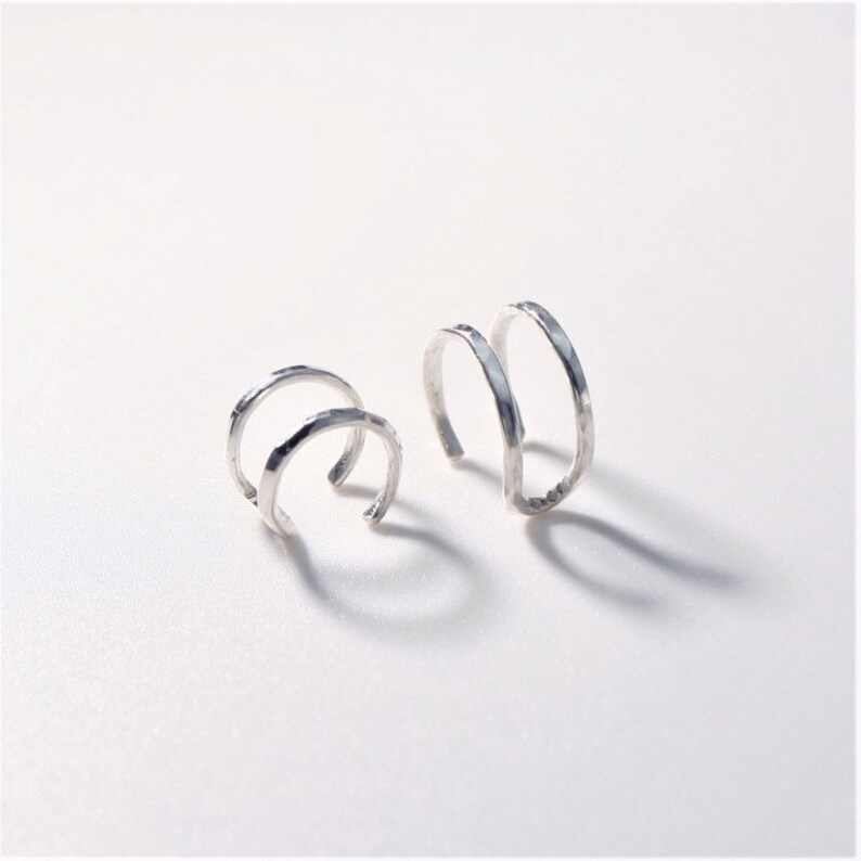 Hammered silver double helix ear cuff Conch earring | Etsy