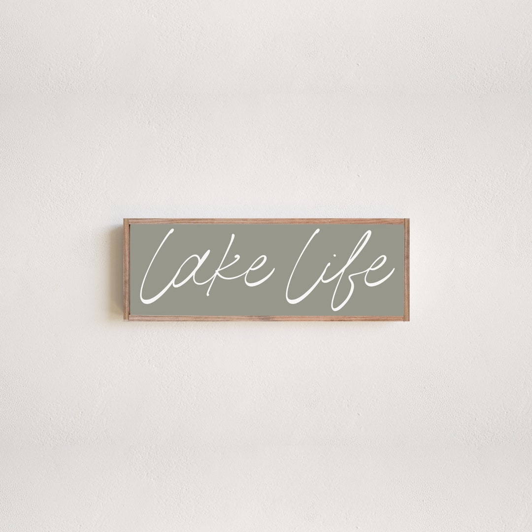 Lake Life Framed Lakehouse Sign Customizable Lake Sign Custom Lake Map ...