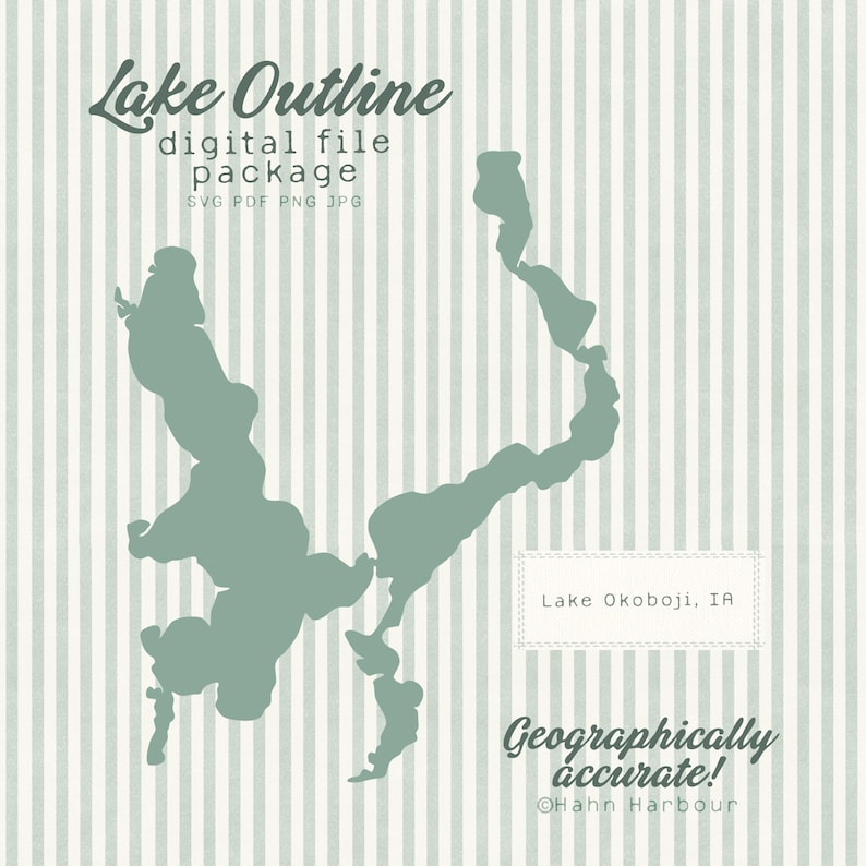 Lake Okoboji, IA Digital Lake Outline: Svg, Png, Pdf, Jpeg - Etsy