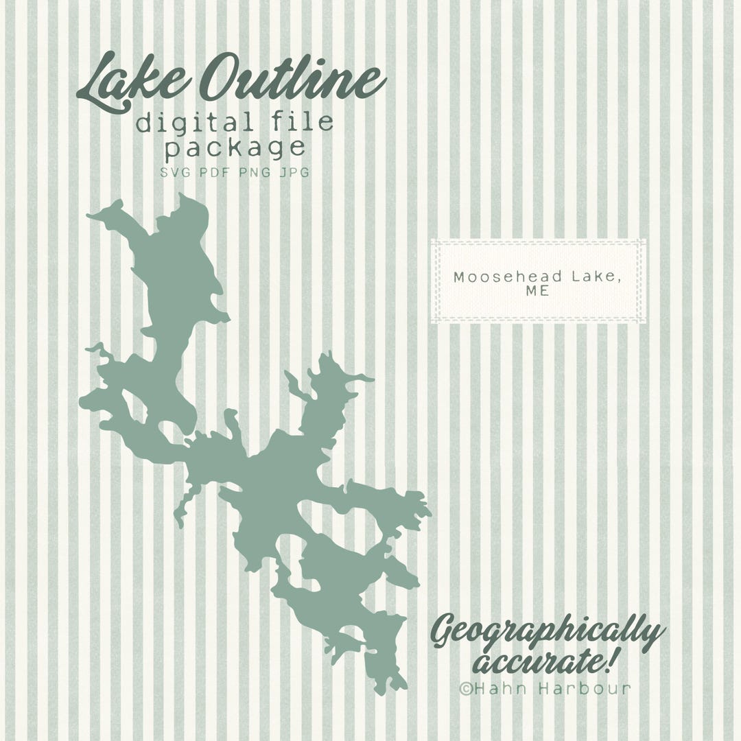 Moosehead Lake, ME Digital Lake Outline: Svg, Png, Pdf, Jpeg - Etsy
