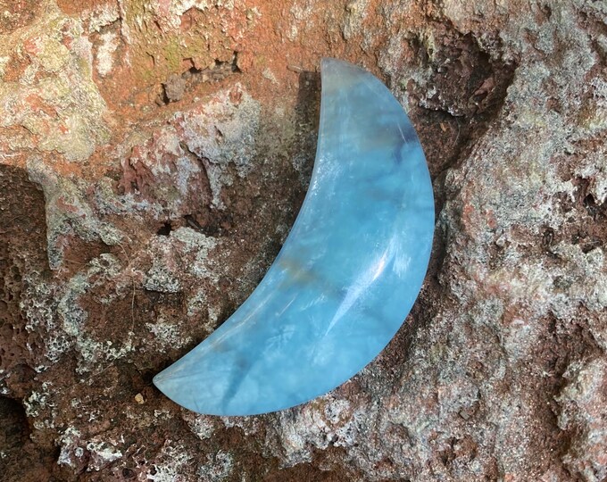 Aquamarine Carved & Polished Crescent Moon Pocket Stone, Minas Gerais ...