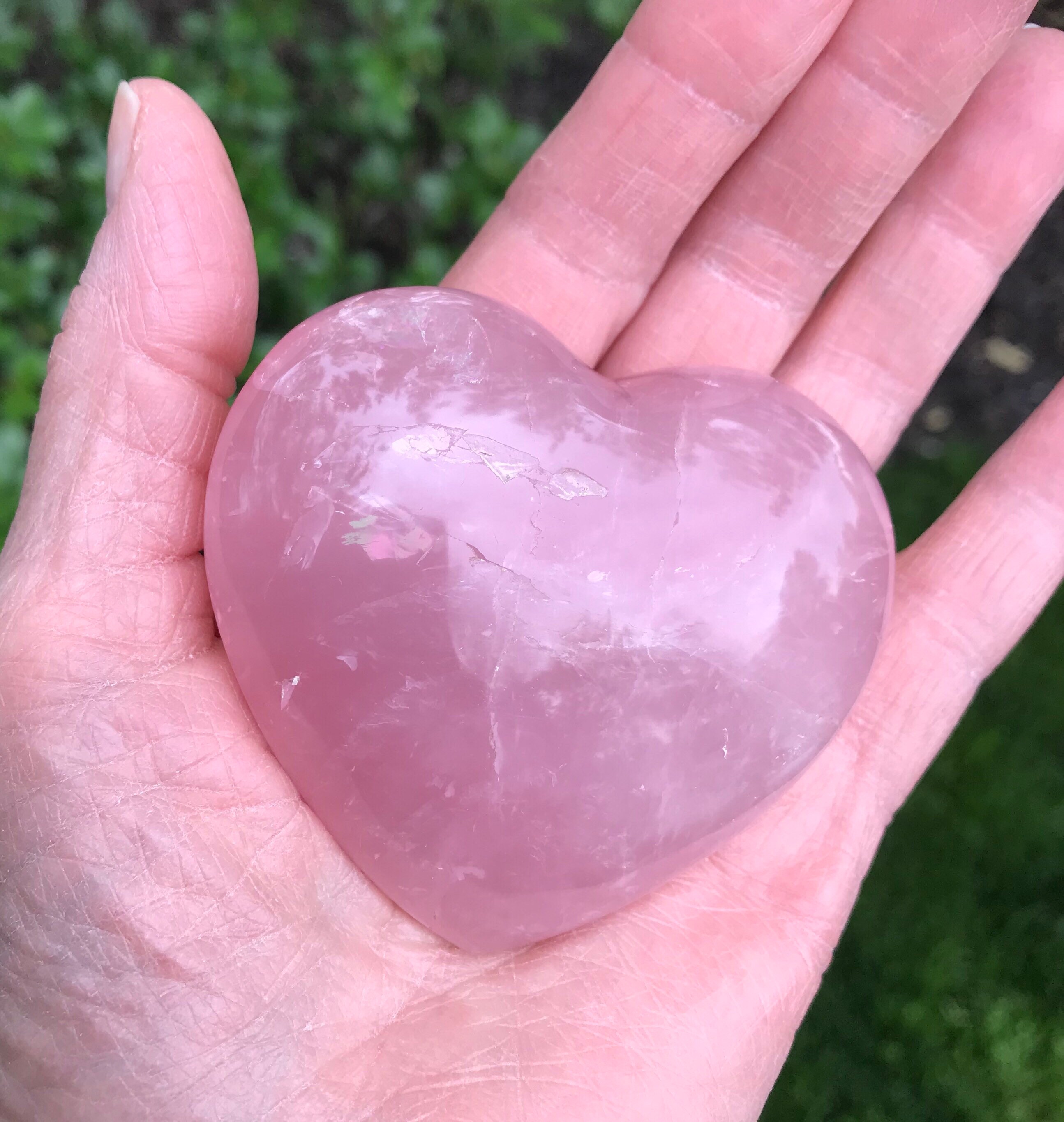 Rose Quartz Heart, Polished, Rainbow Infractions, 156.7 Grams, CR3561