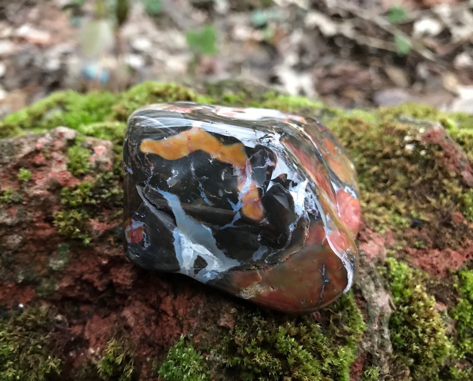 Rainbow Flint Polished Palm Stone, Warrior Stone, Protection from ...