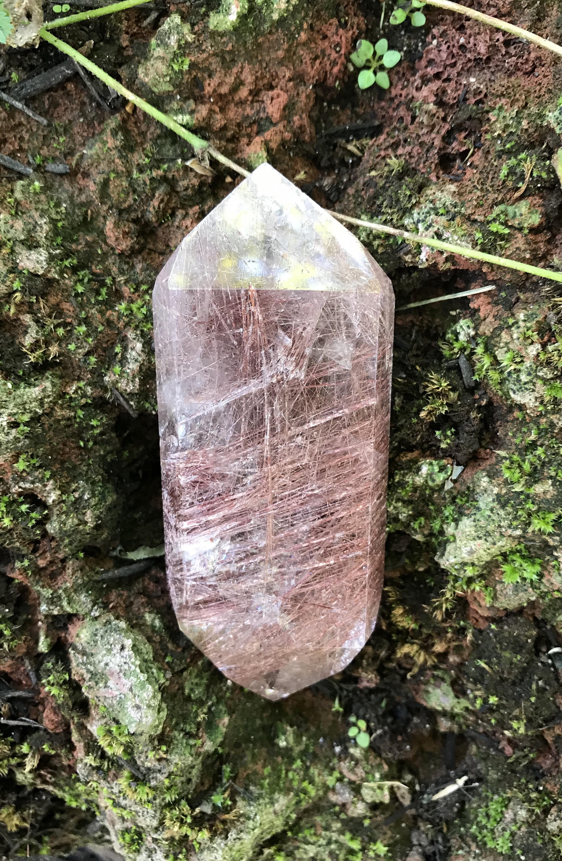 RARE Red Needle Rutile Included DT Phantom Quartz, Polished, Rainbows ...