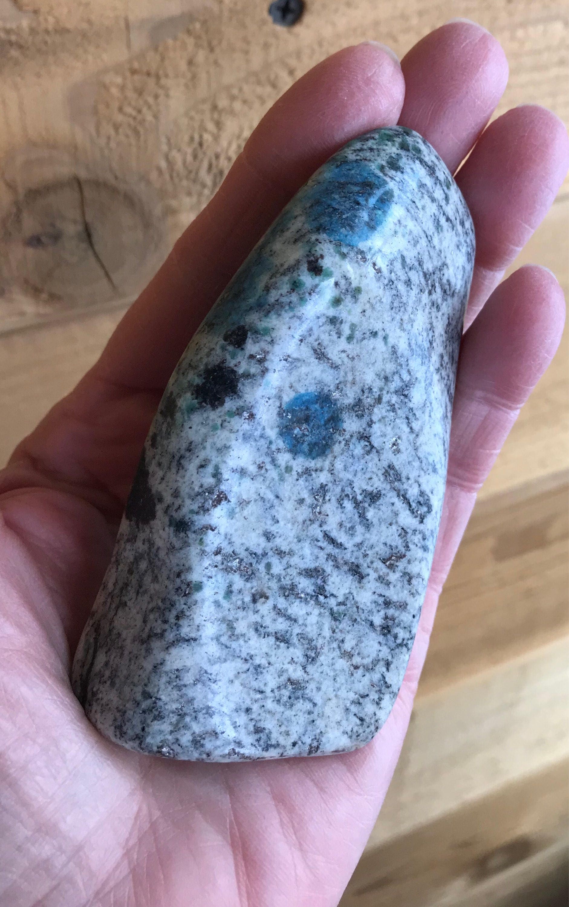 K2 Palm Stone, Azurite and Malachite in Granite, K2 Mountain, Pakistan ...