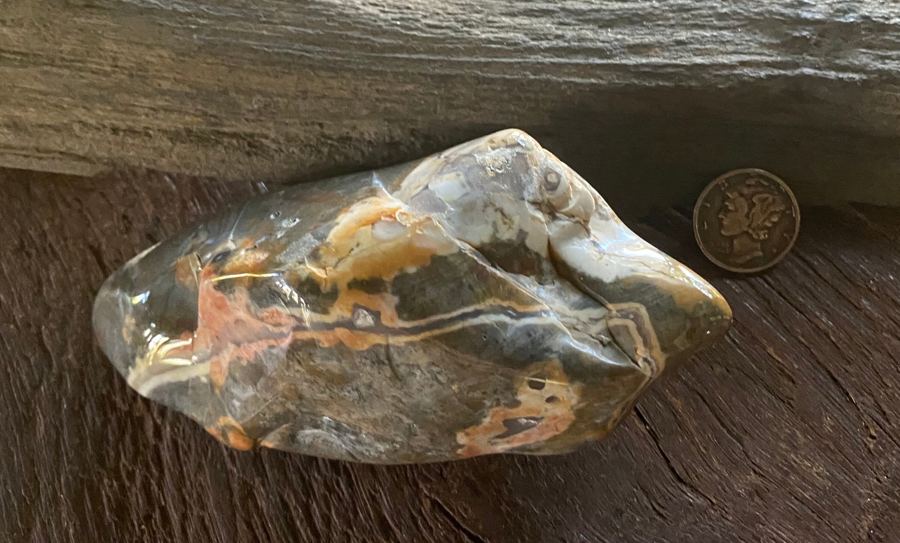 1/3 LB Ohio Rainbow Flint, Polished Palm Stone, Orbicular Warrior Stone ...