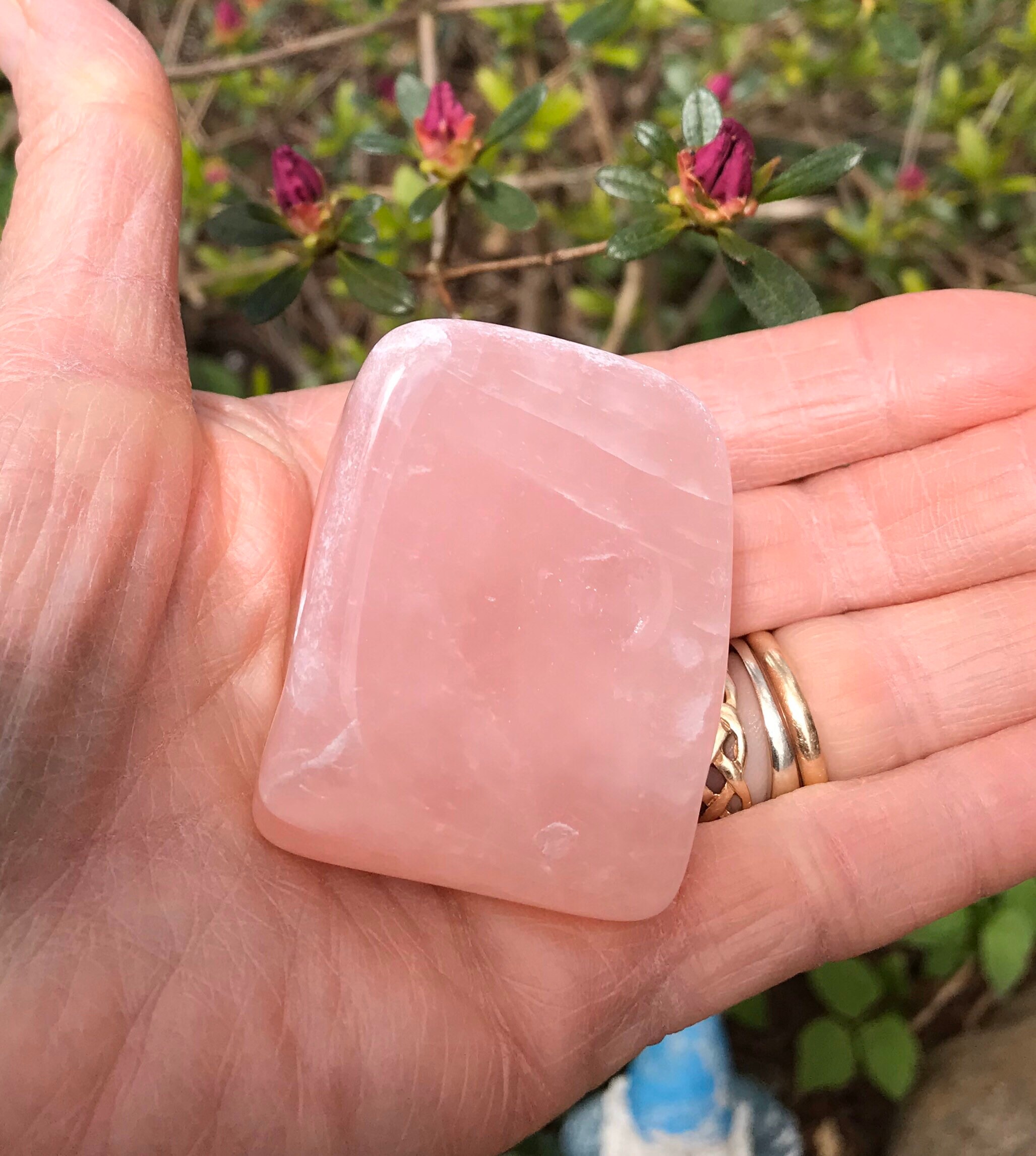 Rose Quartz, Polished Palm Stone, Madagascar, 100.80 Grams, CR6991