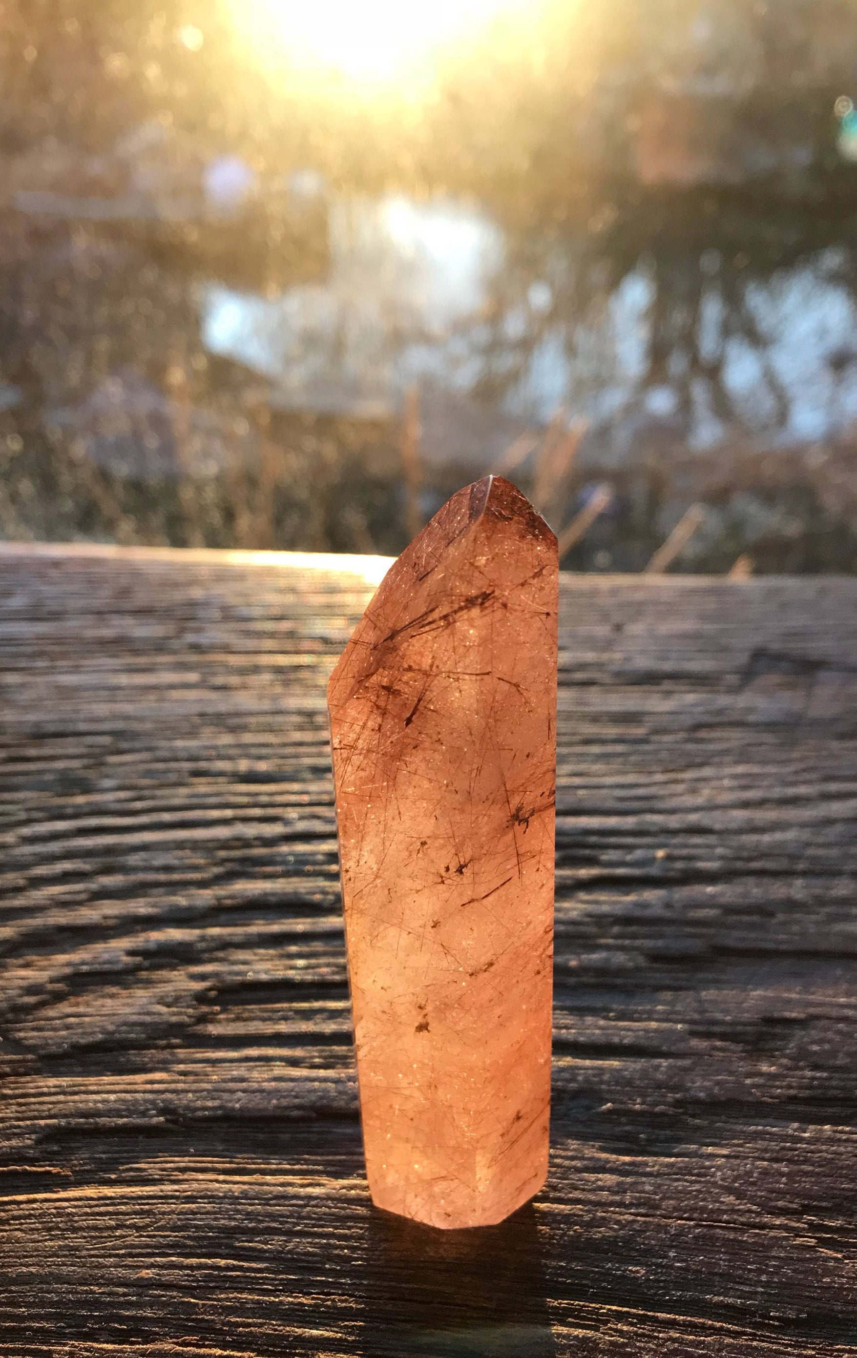 STANDING Red Needle Rutile Included Phantom Quartz, Polished, Rainbows ...