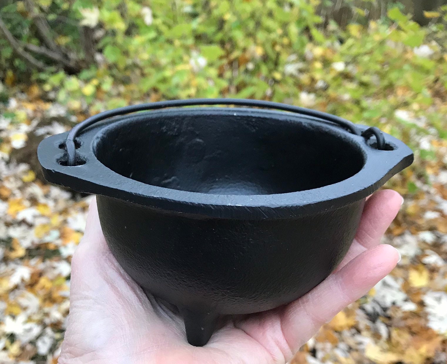 Solid Cast Iron Open Top Cauldron for Charcoal Burning, Herbs or Resins ...