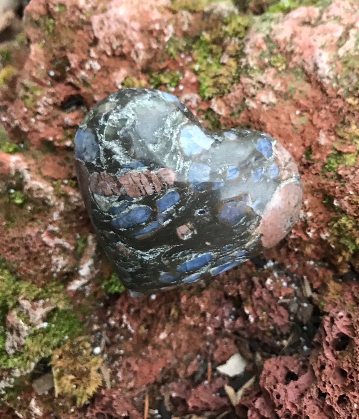 Sold to Betty 2/9* Llanite, Que Sera Stone Heart, Polished, Texas, 47.6 ...