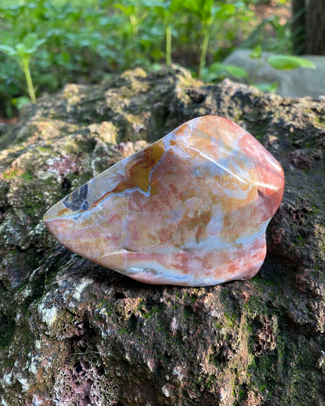 Ohio Rainbow Flint, 1/2 LB+ Polished Freeform Palm Stone, Warrior Stone ...