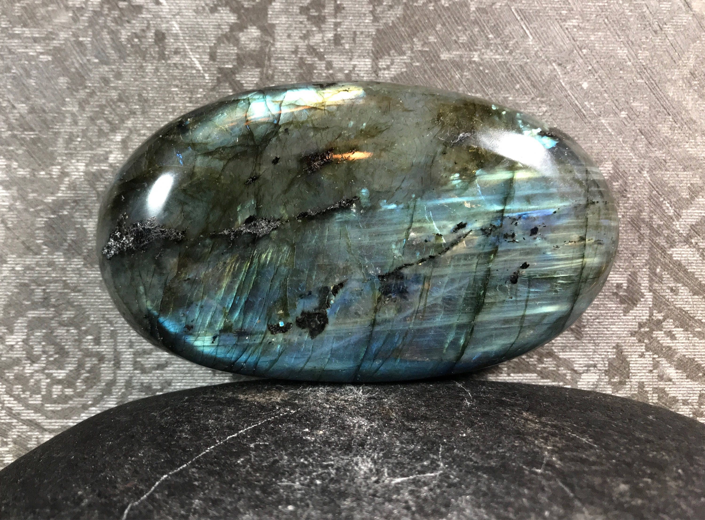 Labradorite, Large Palm Stone, Polished, 202.7 Grams, CR3054